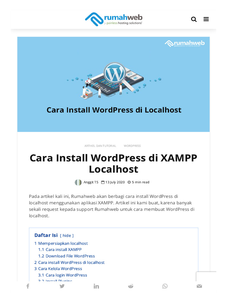 Cara Install WordPress Di XAMPP Localhost - Rumahweb | PDF