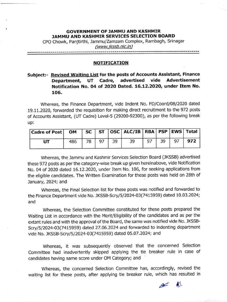 Notification of Revised Waiting List FAA 06082024 | PDF