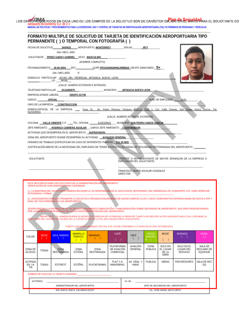 Solicitud Tia - Perez Garay Gabriel | PDF