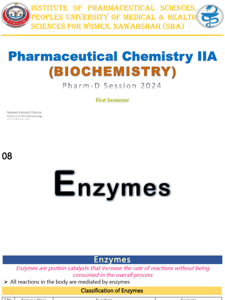 Biochemistry Ch.08. Enzymes | PDF