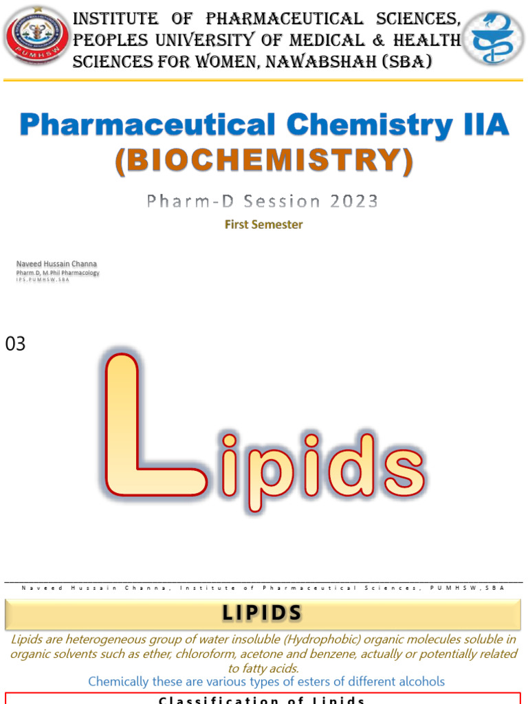 Biochemistry Ch.03 Lipids | PDF