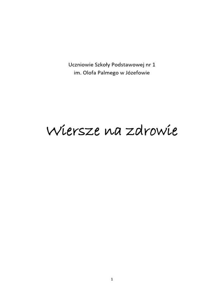Wiersze Na Zdrowie PDF | PDF