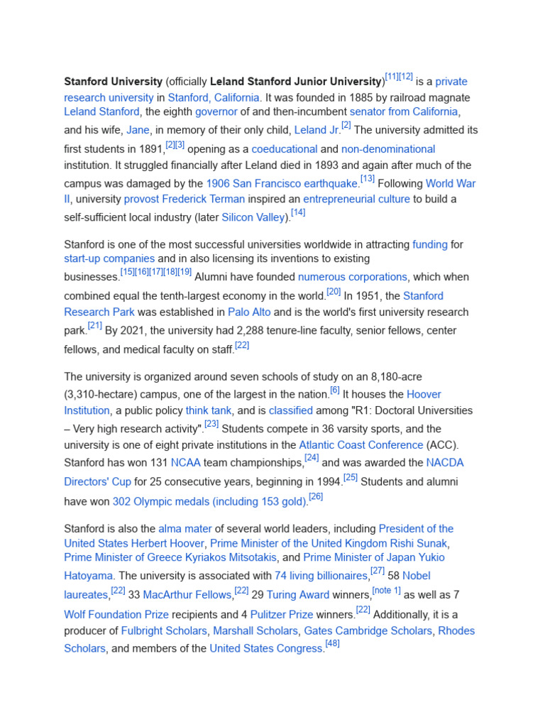 Stanford University Leland Stanford Junior University | PDF