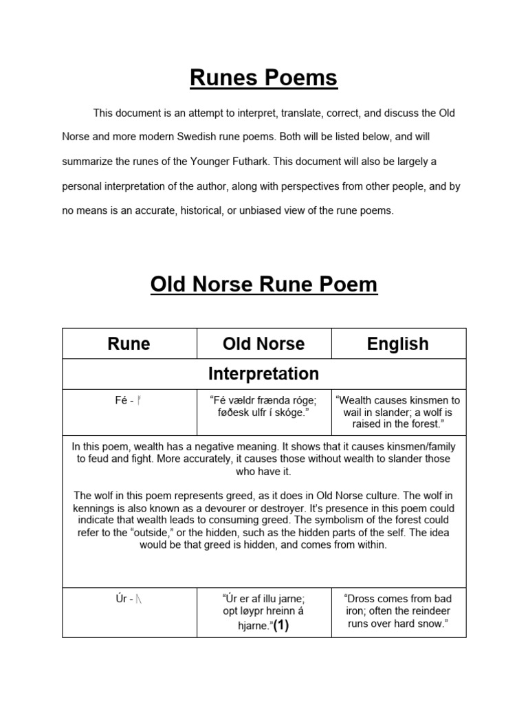 Runes Poems | PDF