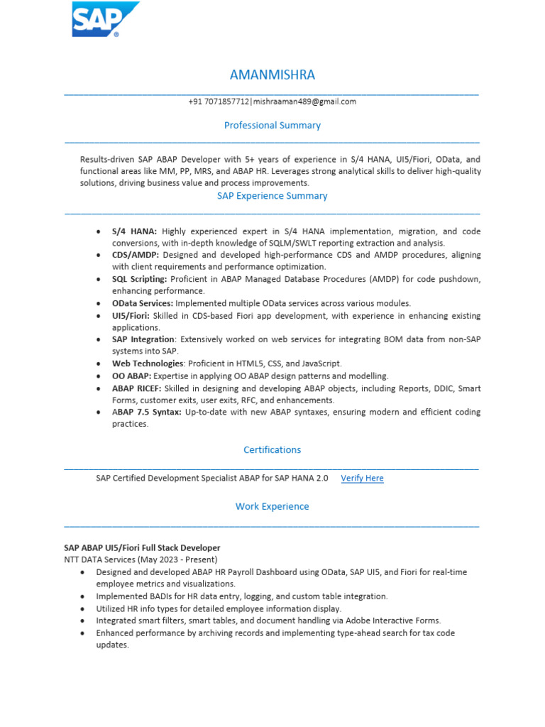 AMAN MISHRA Resume 2024 | PDF