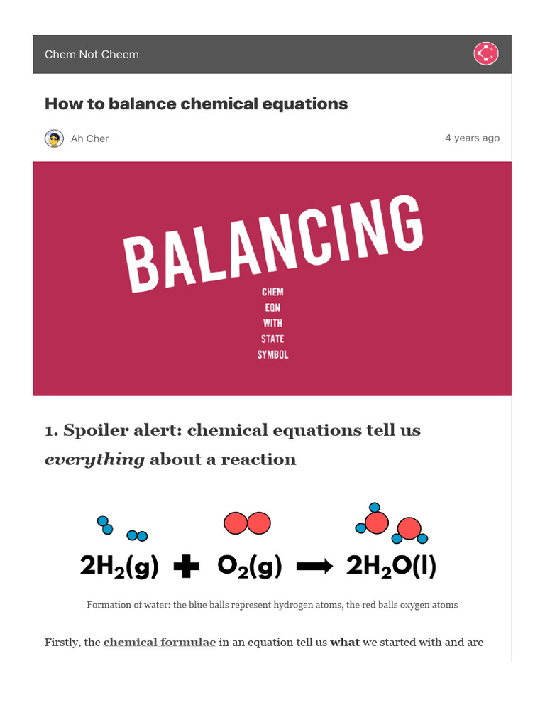 How to balance chemical equations | O Level Chemistry Notes | PDF