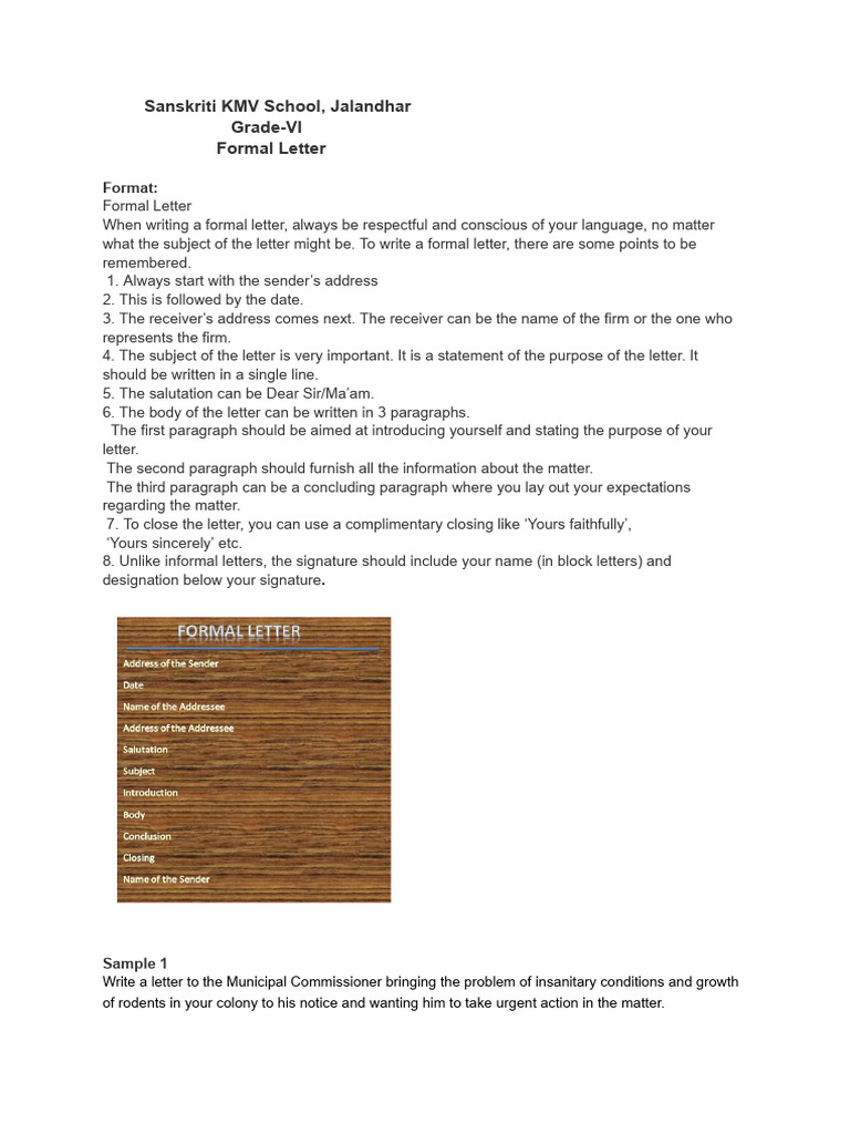 Formal Letter Writing Guide for Grade 6 | PDF