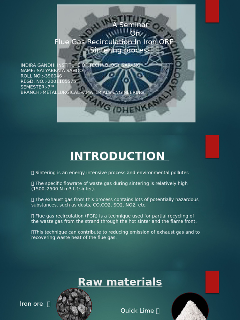 Flue Gas Recirculation In Iron Ore Sintering Seminar Pdf
