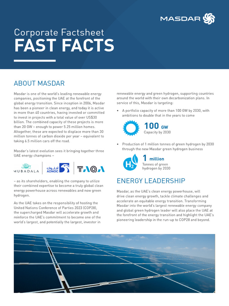 Masdar Factsheets 2023 | PDF