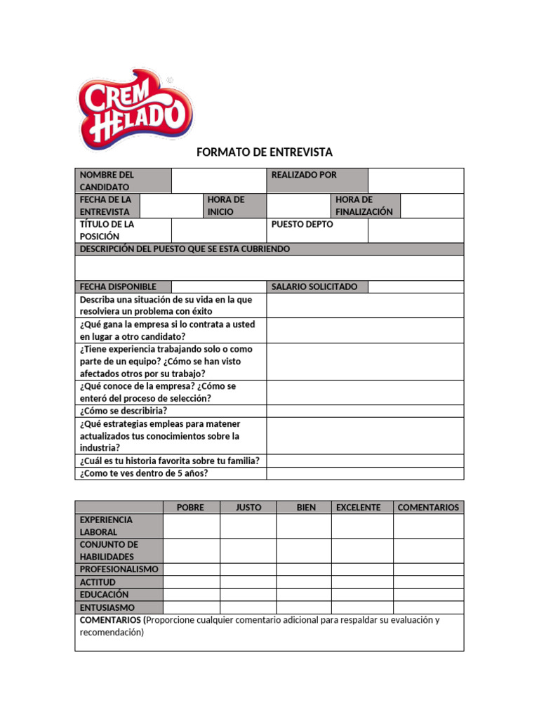 Formato de Entrevista | PDF
