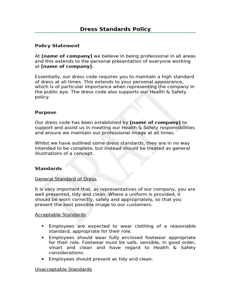 Dress Standards Policy | PDF