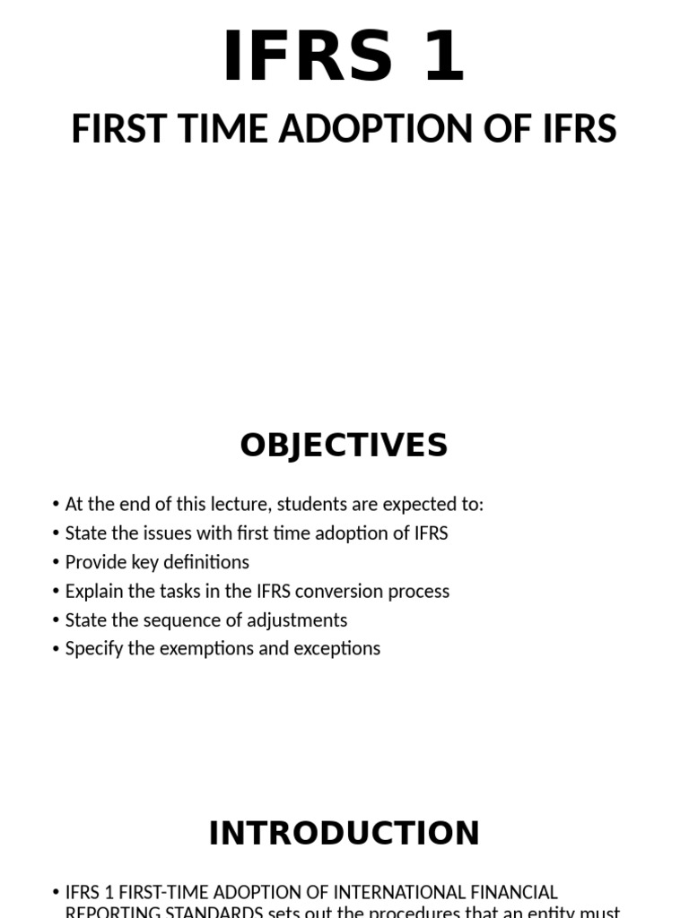 IFRS 1-First Time Adoption | PDF