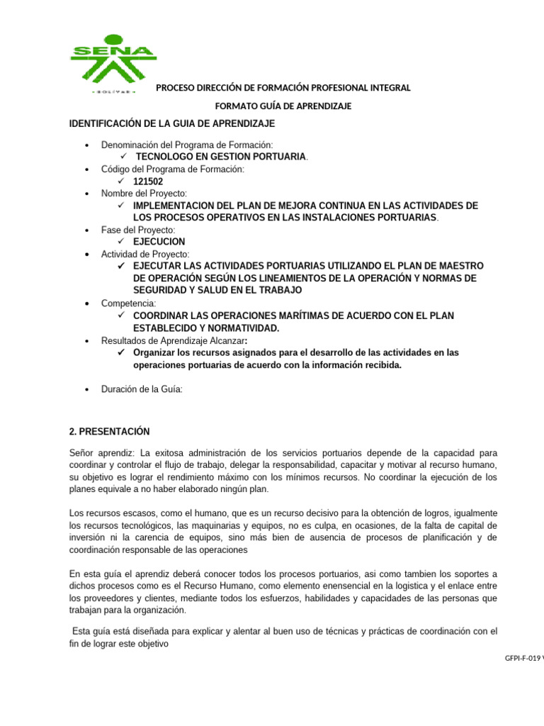 Gfpi-F-019 - Guia - de - Aprendizaje - Ejecucion - No. 5 Organizar 1 | PDF