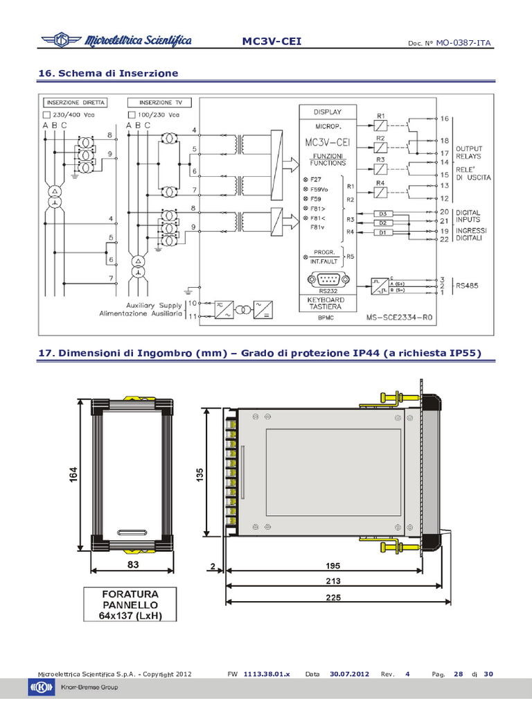 schema-inserzione-MC3V-CEI-0-16-A70 | PDF