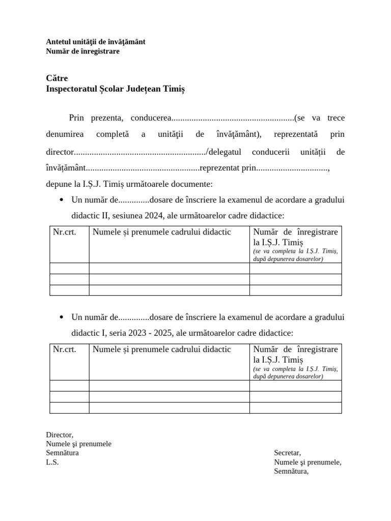 Adresa Inaintare Dosare | PDF