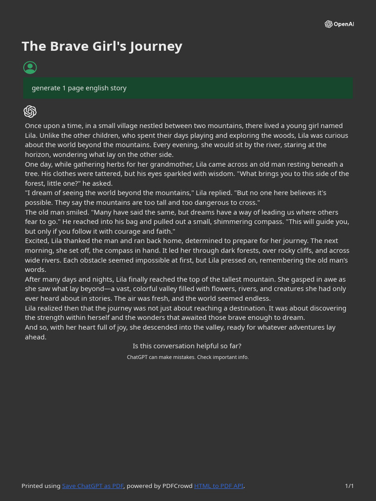 The Brave Girl's Journey | PDF