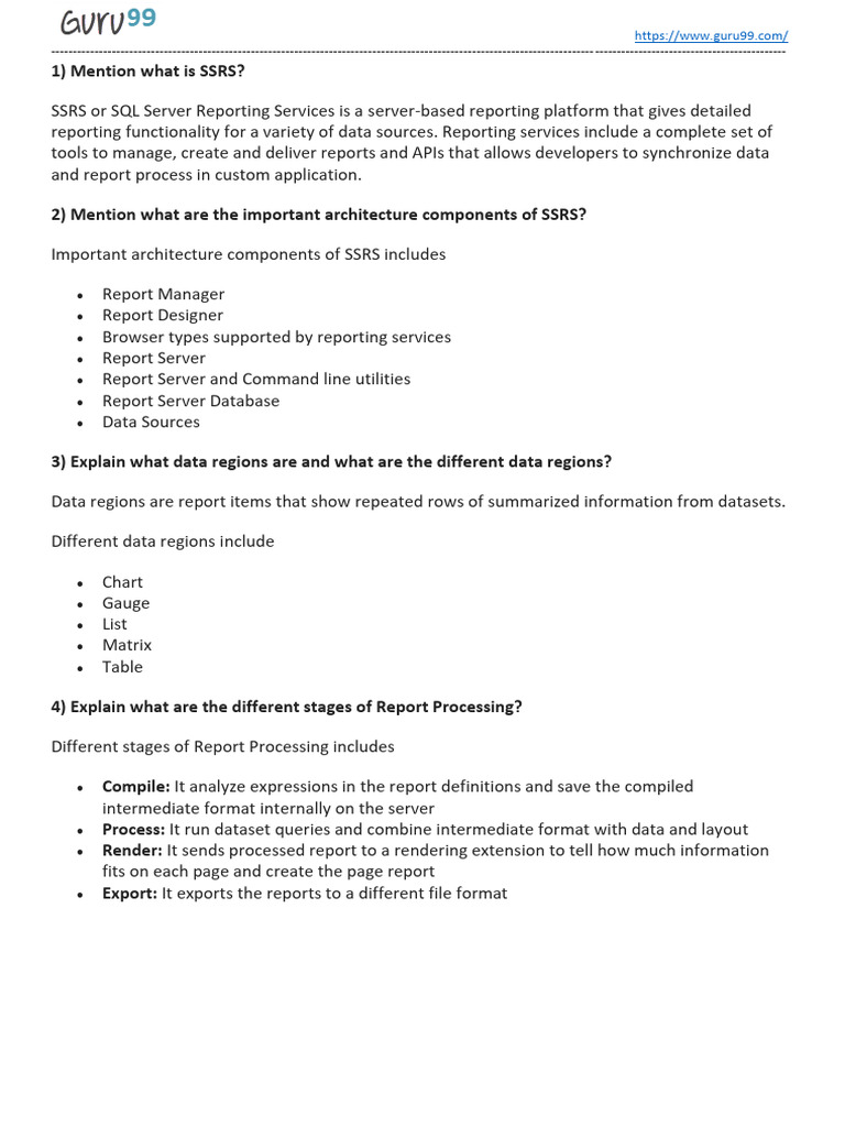 Ssrs Interview Questions | PDF