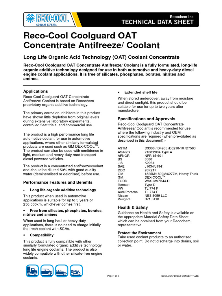 208_EN_Conc_Reco-Cool-Coolguard-OAT_Technical-Data-Sheet_1 | PDF