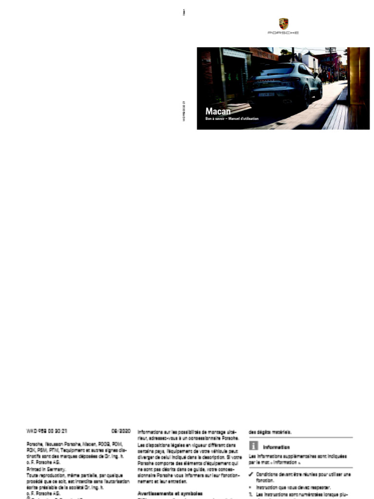 Macan: Bon À Savoir - Manuel D'utilisation | PDF