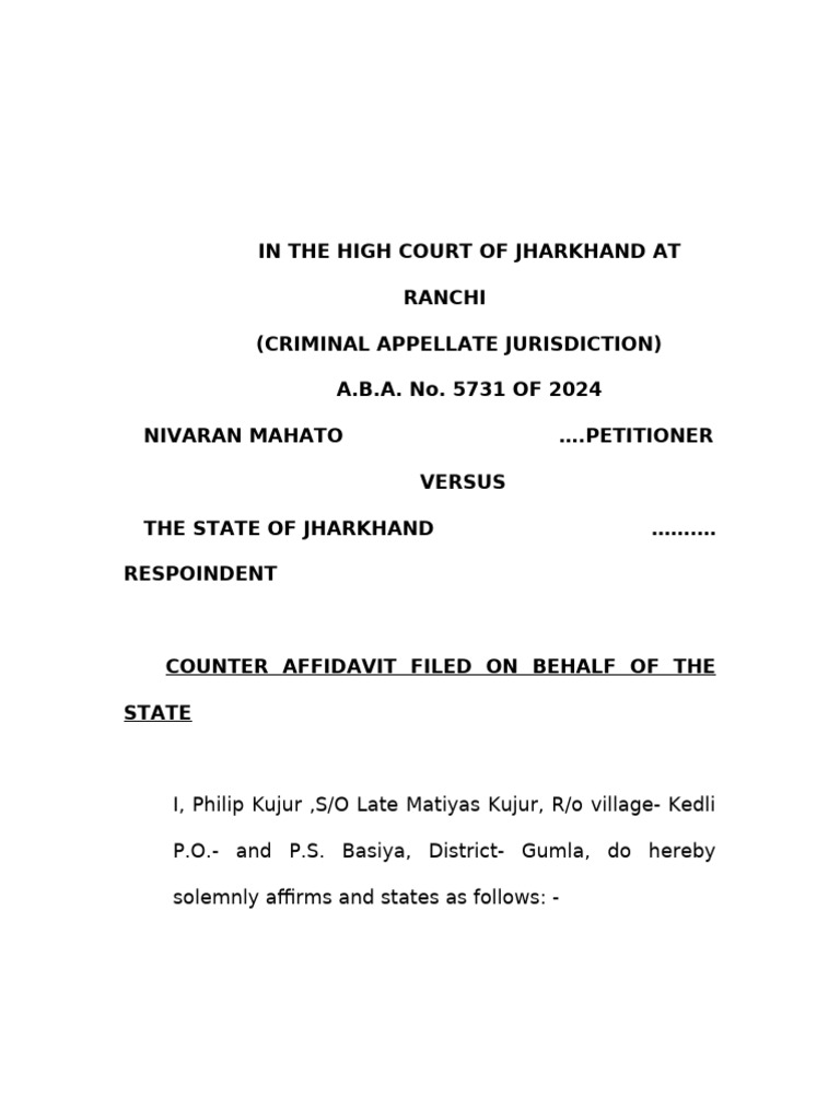 Nivaran Mahato ABA Counter | PDF | Affidavit | Law