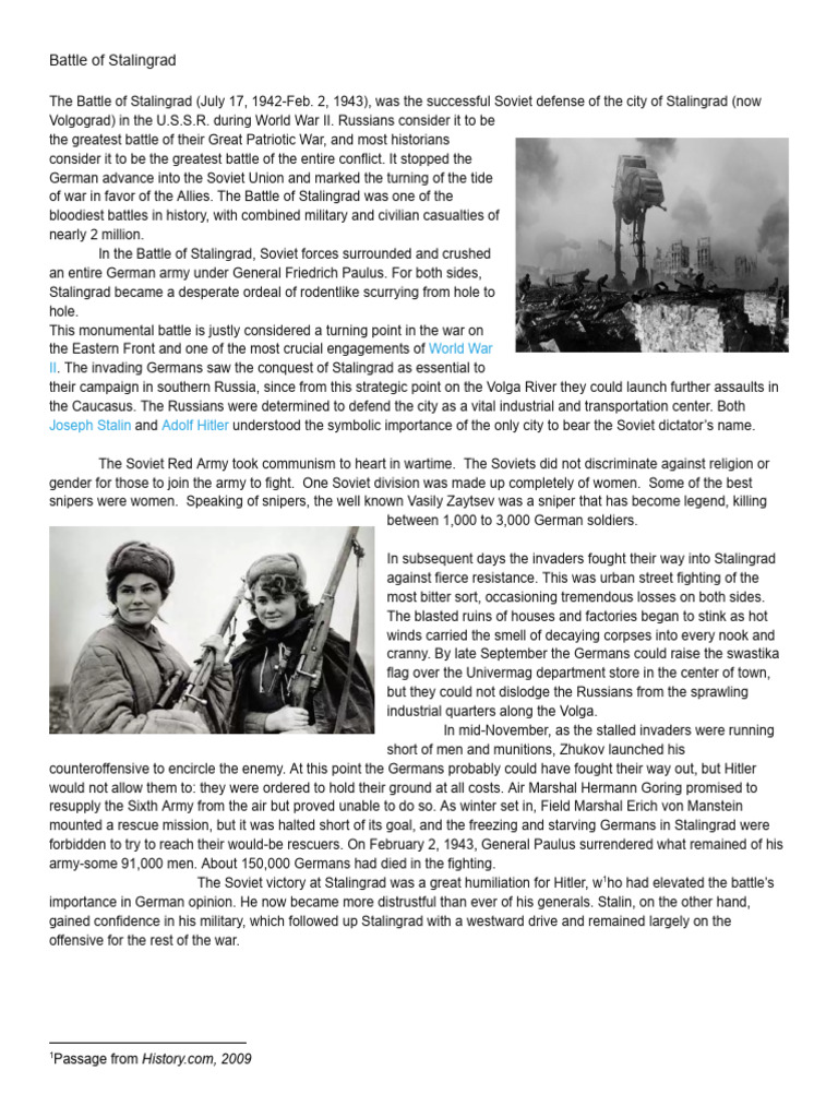 Stalingrad: Turning Point of WWII | PDF | Battle Of Stalingrad | History
