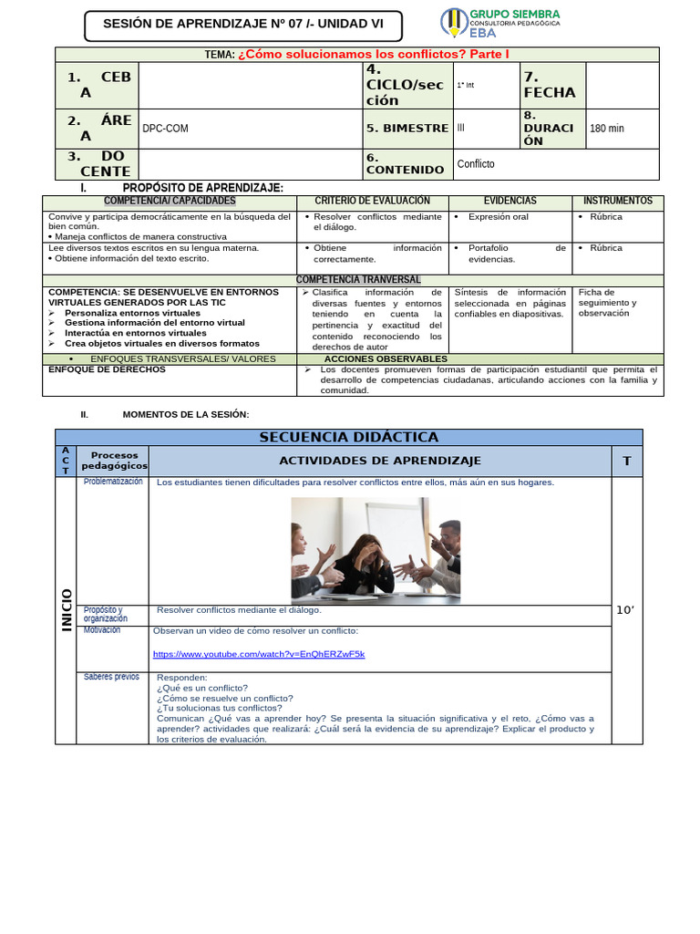 UD-VI 1° Int-Sesion7 - ¿Cómo Solucionamos Los Conflictos PARTE I | PDF