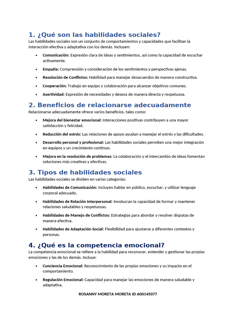 Unidad 2. Actividad 2. Habilidades sociales. | PDF