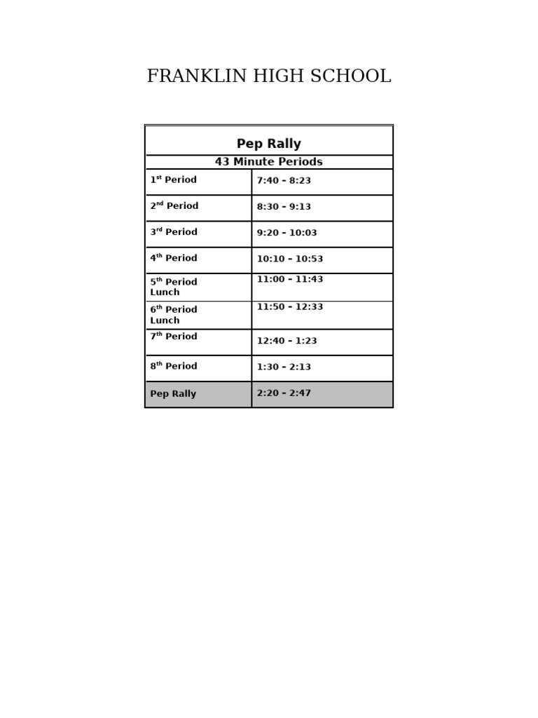 Pep Rally Schedule | PDF