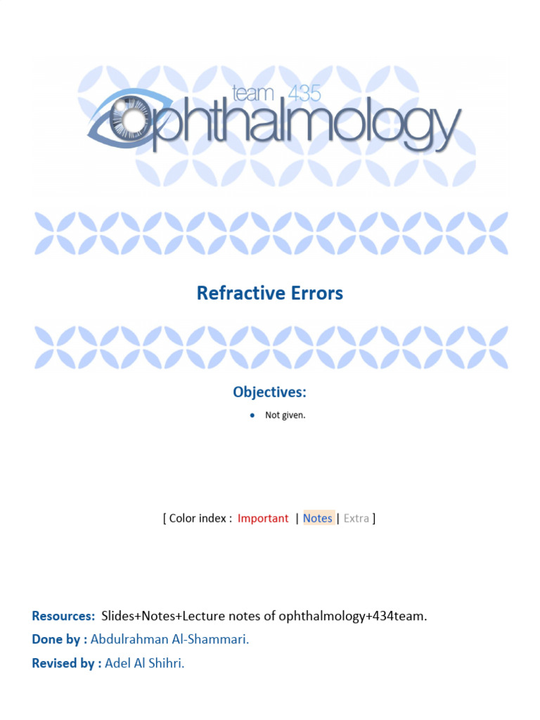 Refractive Errors | PDF