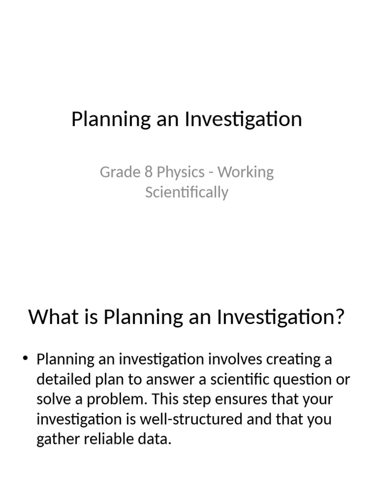 Steps for Planning a Scientific Investigation | PDF | Data | Risk
