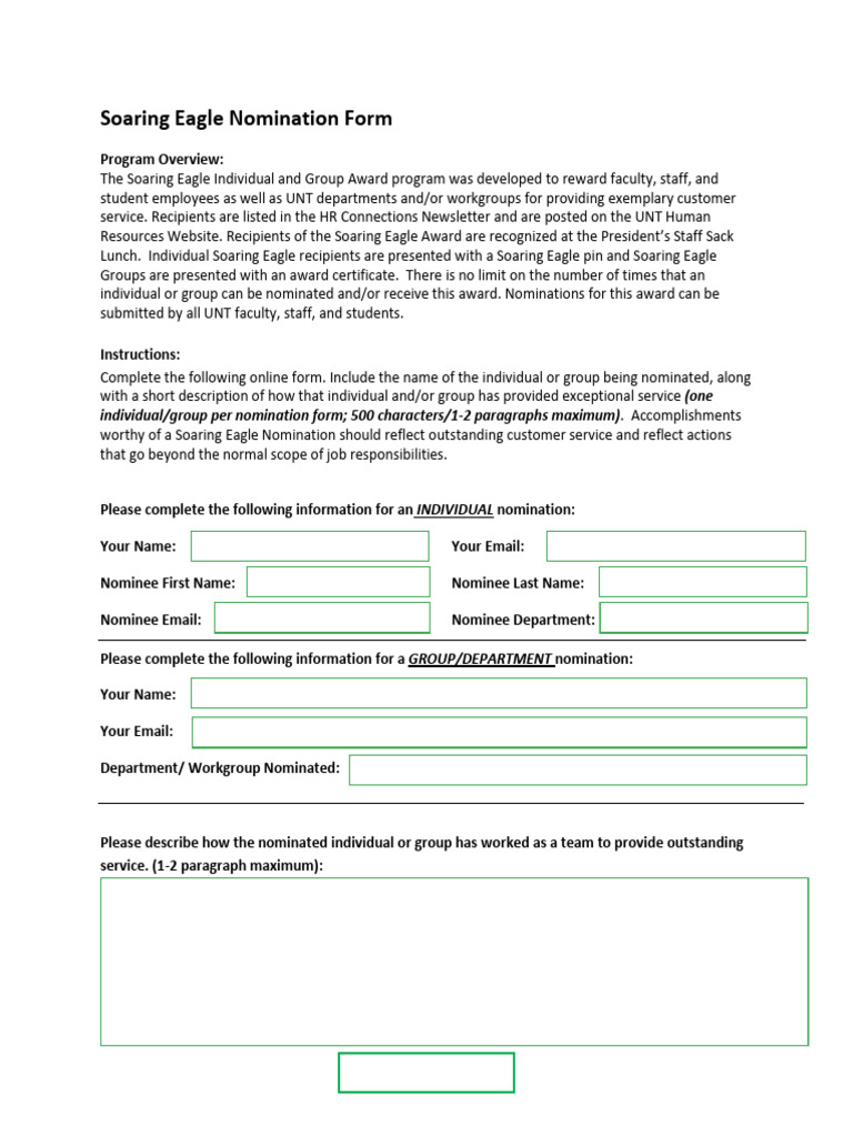 Soaring Eagle Nomination Form | PDF