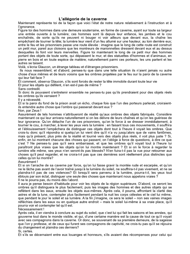 Allégorie de La Caverne | PDF