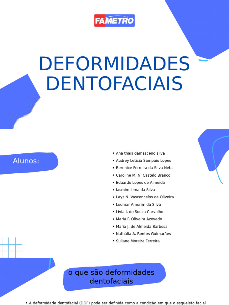 Deformidades Dentofaciais | PDF | Medicina Clínica | Especialidades médicas