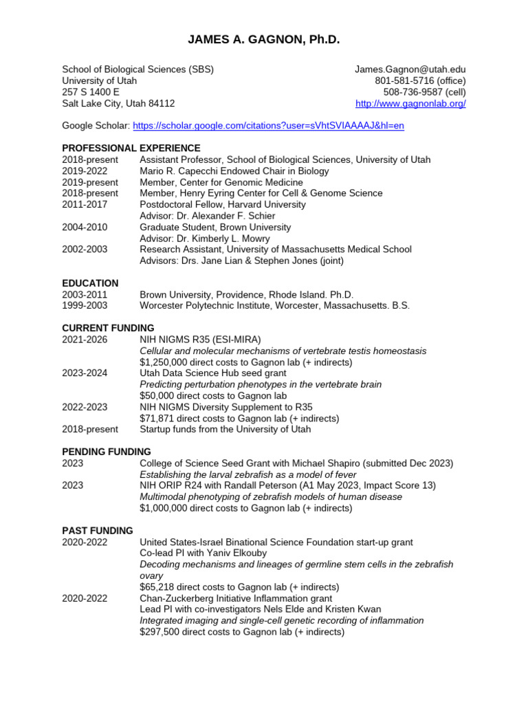 James Gagnon - Curriculum Vitae | PDF