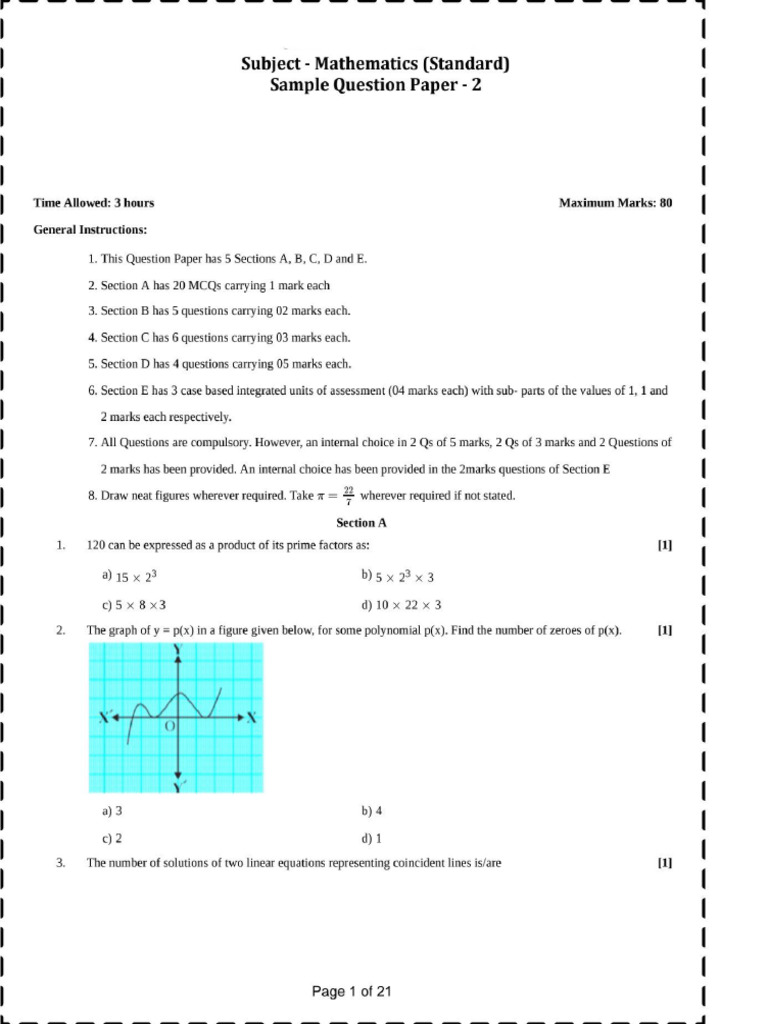 Xth Maths Practice Paper 2 | PDF