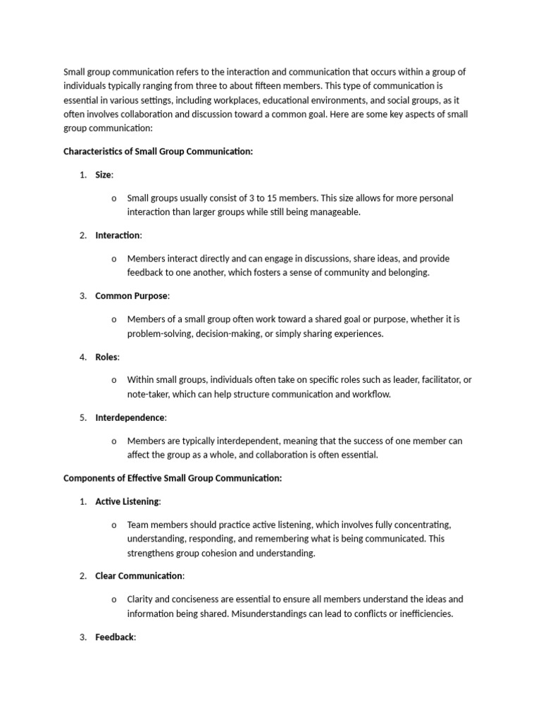 Small Groups Communication | PDF