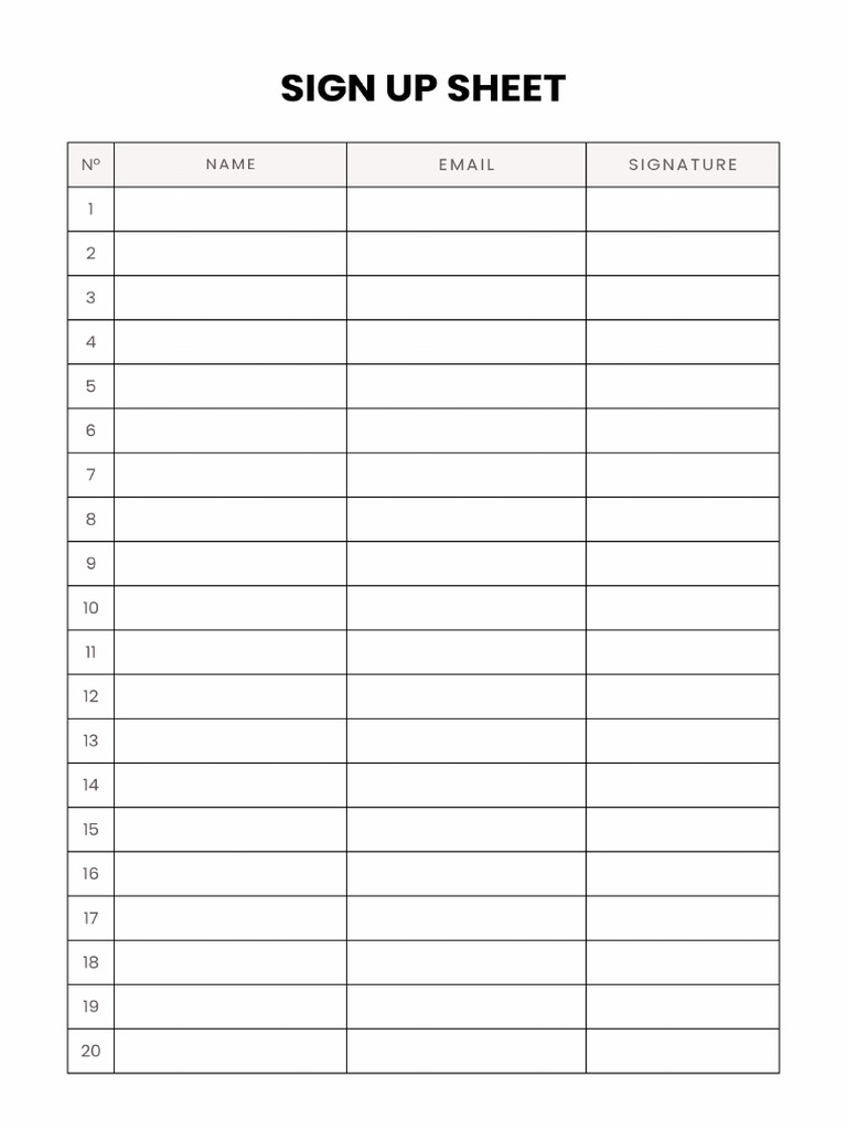 Sign up sheet Template | PDF