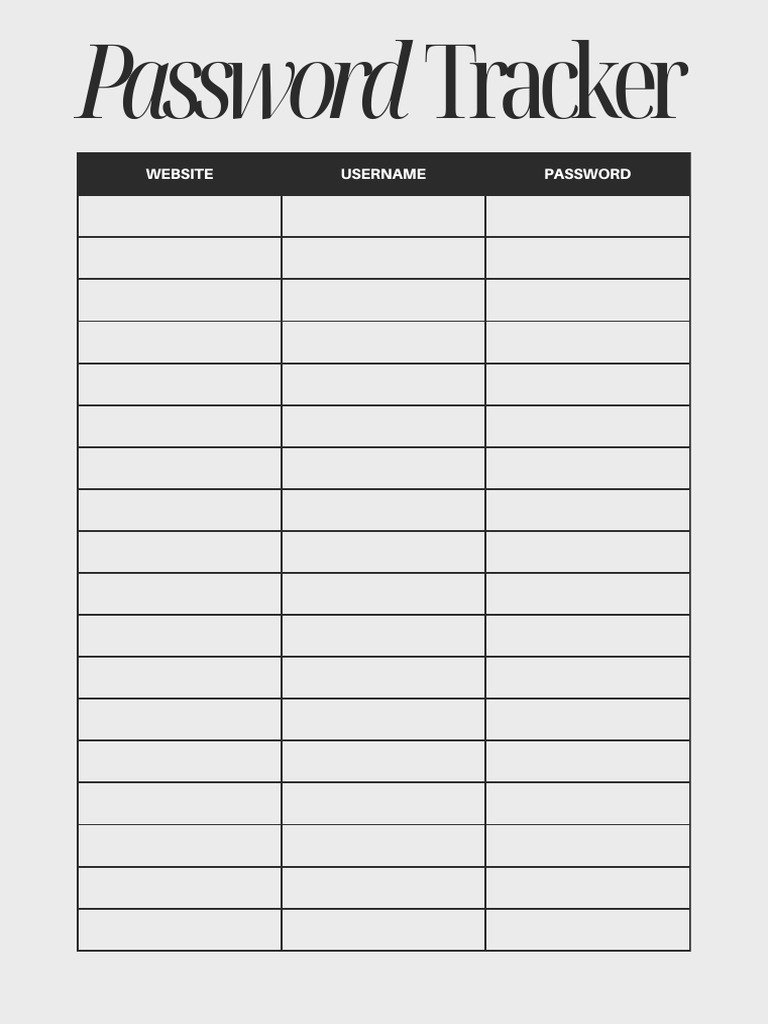 PW Tracker Template | PDF