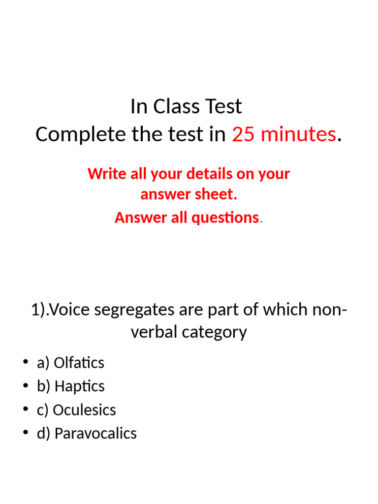 In Class Test 2024 | PDF
