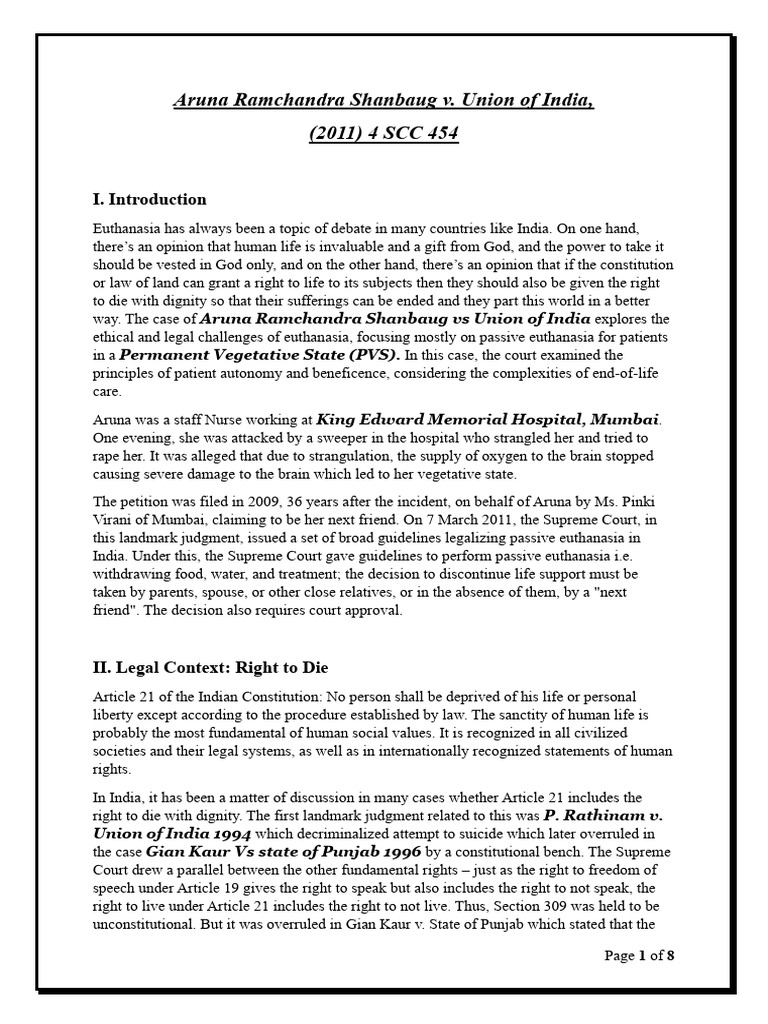 Aruna Shanbaug Case | PDF