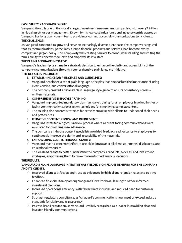 Vanguard Group Case Study | PDF