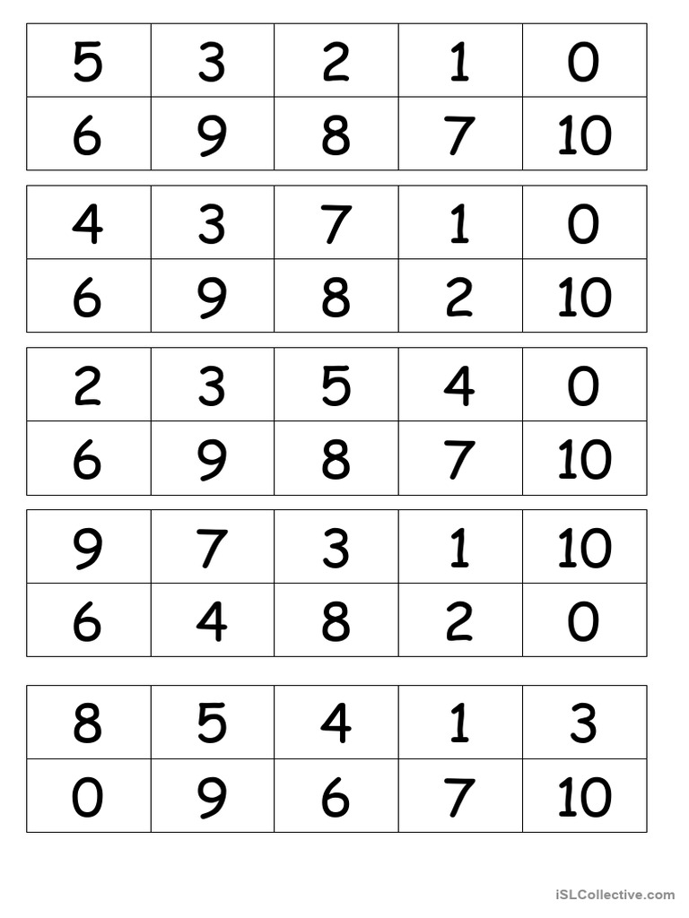 Bingo Numbers 0-10 | PDF