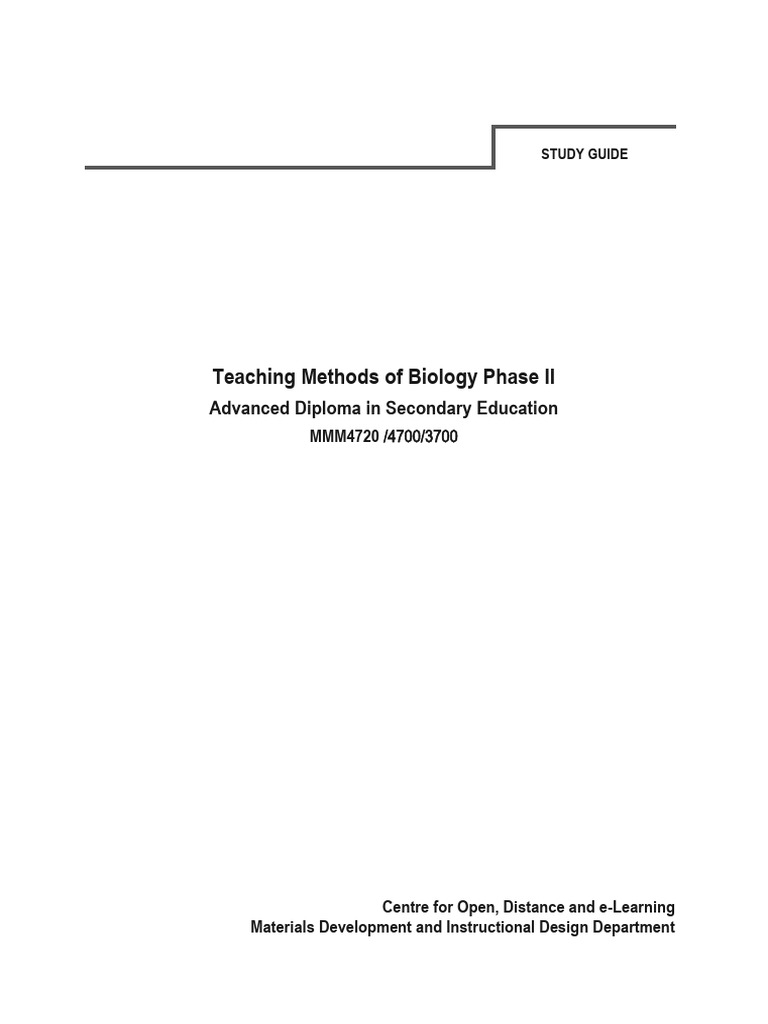 Teaching Methods of Biology Study Guide Phase Phase 2 | PDF