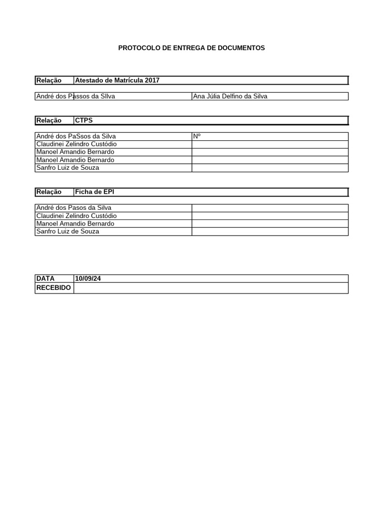 Protocolo entrega de documentos | PDF
