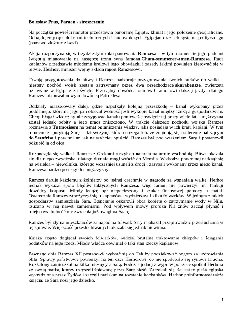 Bolesław Prus Faraon | PDF