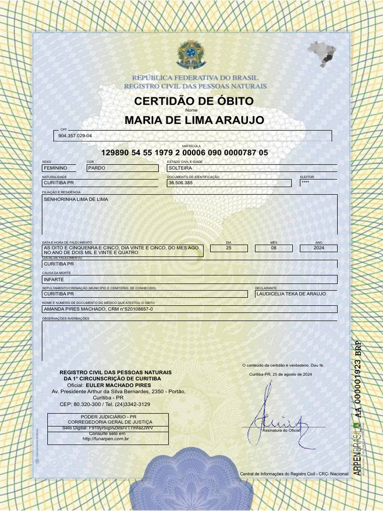 CERTIDÃO DE OBITO | PDF