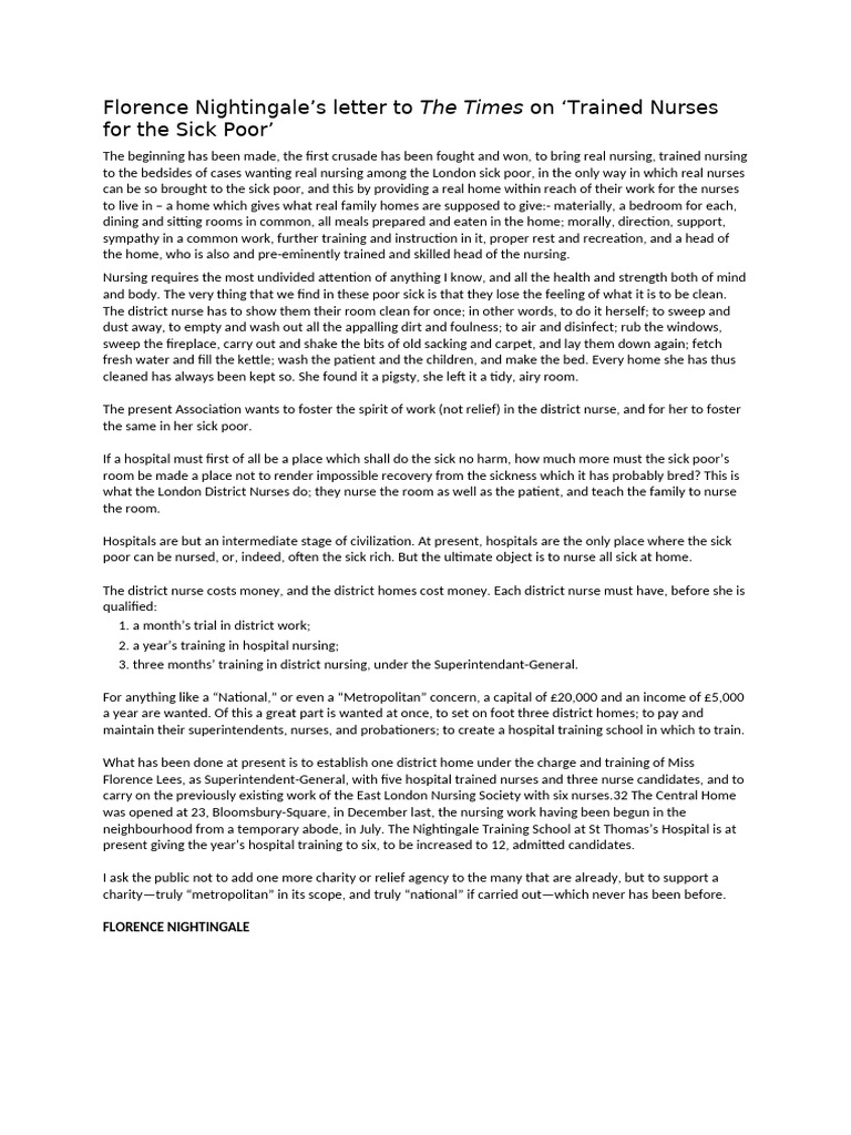 Source a - Florence Nightingale's Letter | PDF