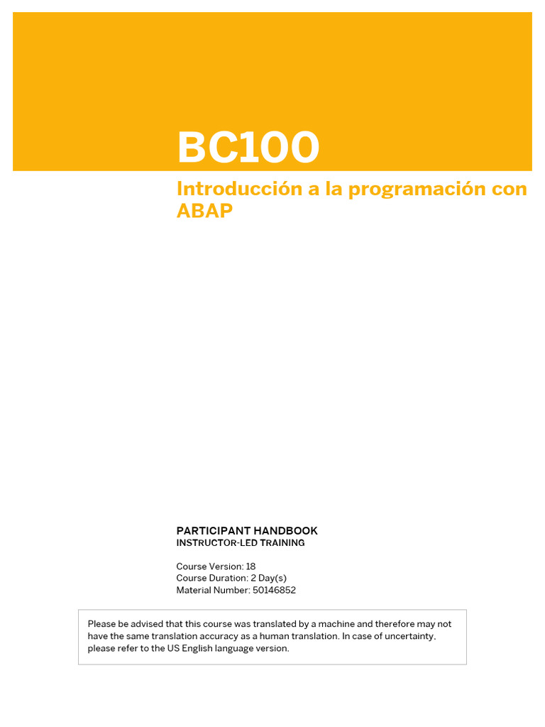 Introducción A La Programación Con ABAP | PDF