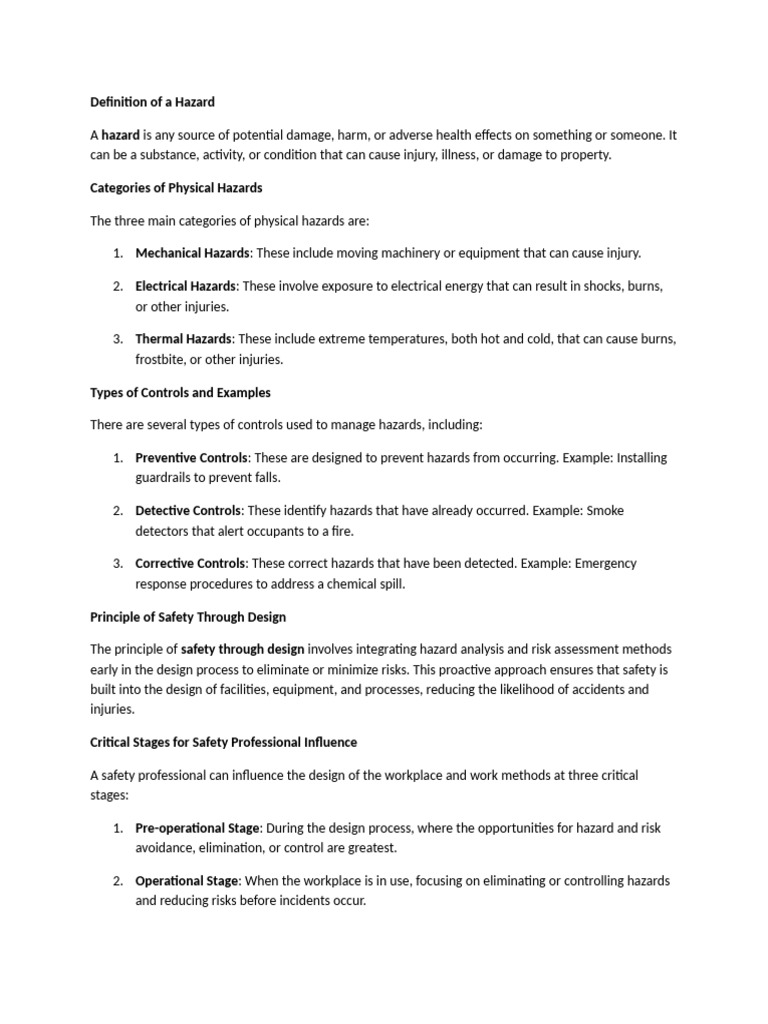 Hazard Recognition Week One Assignment | PDF