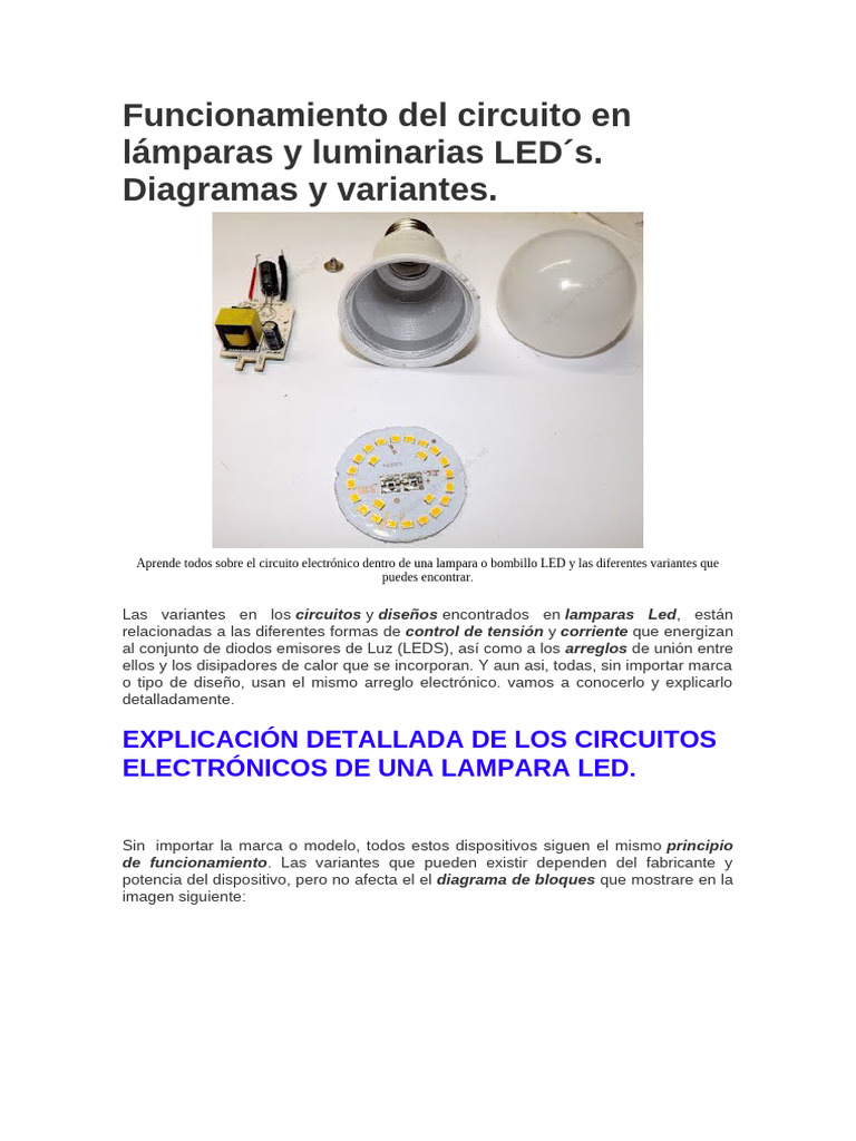 Funcionamiento Del Circuito en Lámparas y Luminarias LED | PDF